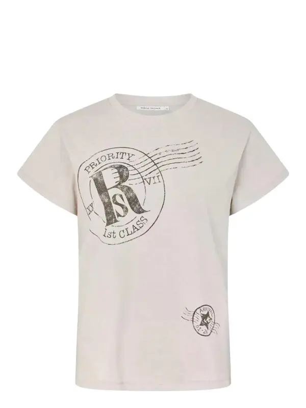 RABENS SALONER Logo Print Cotton Crewneck T-shirt - Neutrals