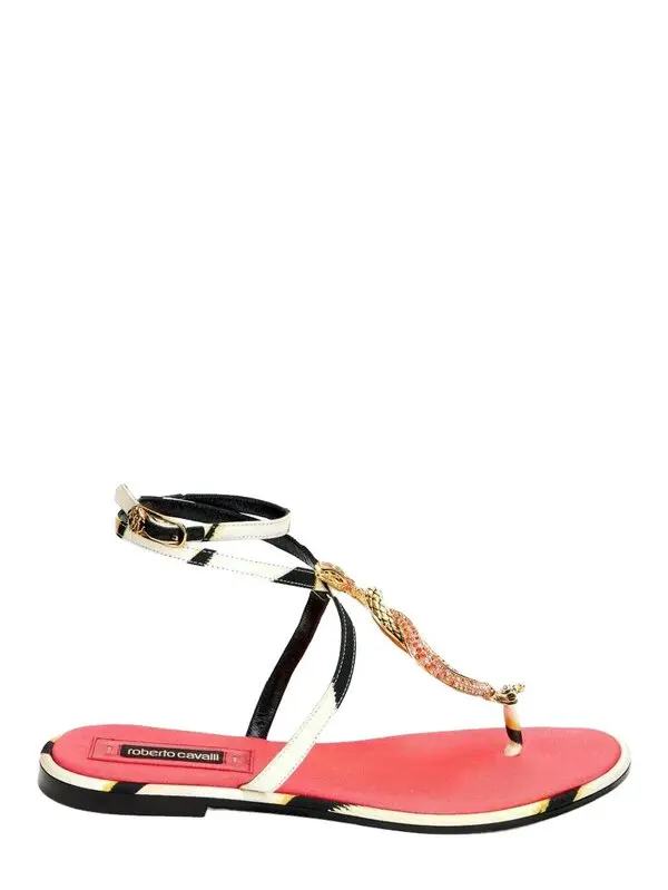 Roberto Cavalli Embellished Snake Motif Sandals - Black