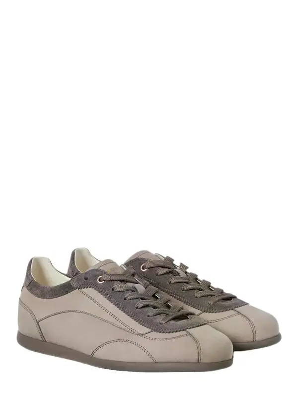Brunello Cucinelli Nubuck And Suede Lace-up Sneakers - Grey