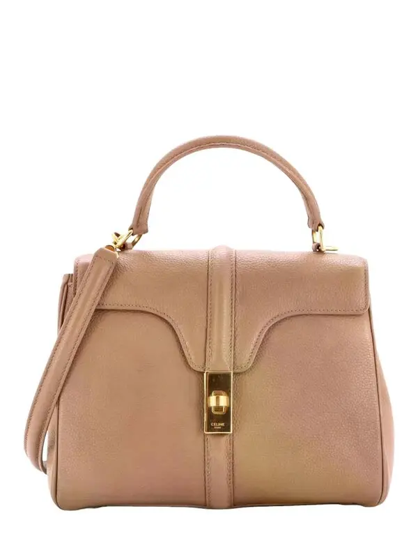 Celine 16 Top Handle Bag Grained Calfskin Satchel - Brown