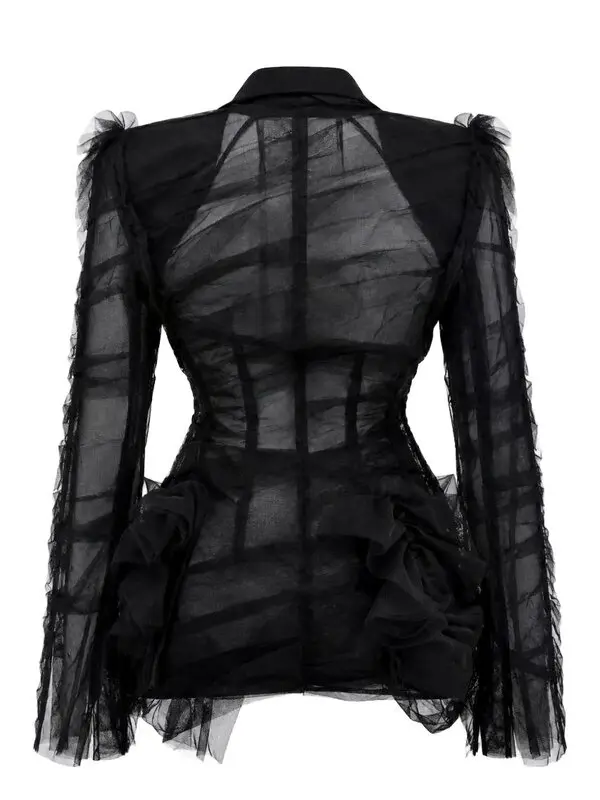 Matieres Fecales Ruffled-detail Jacket - Black