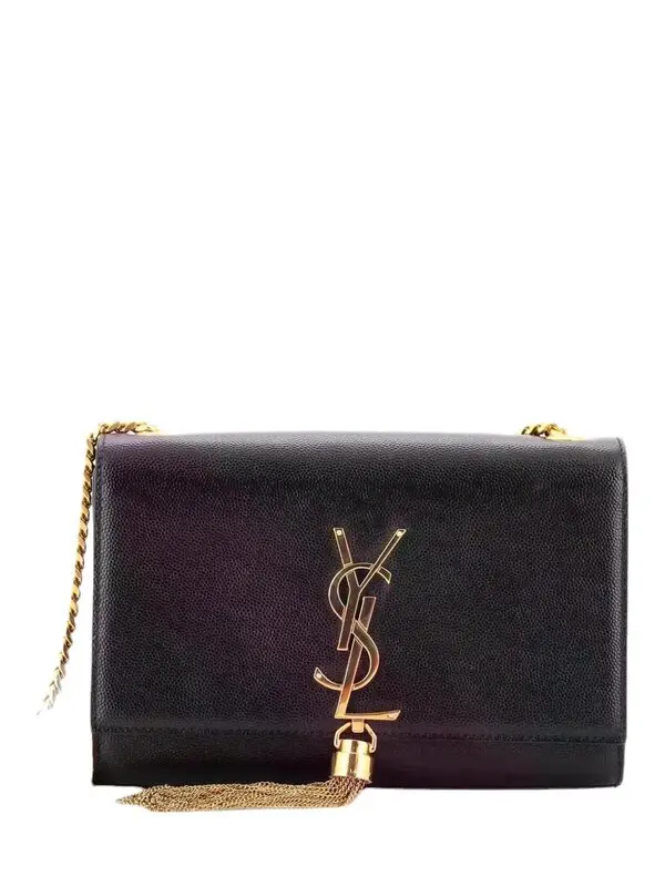 Saint Laurent Monogram Grainy Leather Small Crossbody Bag - Black