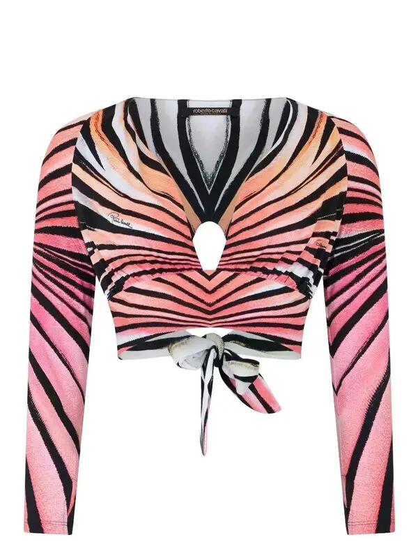 Roberto Cavalli Tie-fastening Long Sleeve Top - Black