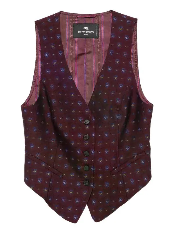 Etro Geometric Pattern V-neck Waistcoat - Brown