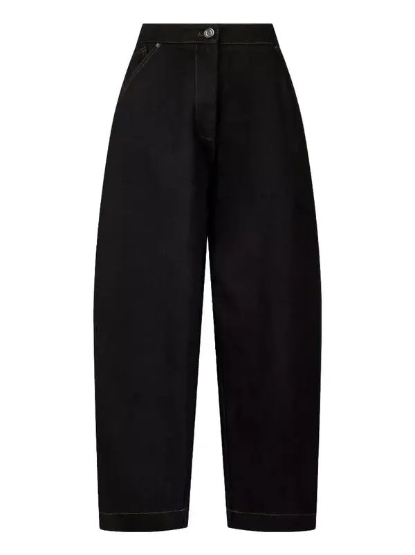 STUDIO TOMBOY Contrast Stitch Cotton Trousers - Black