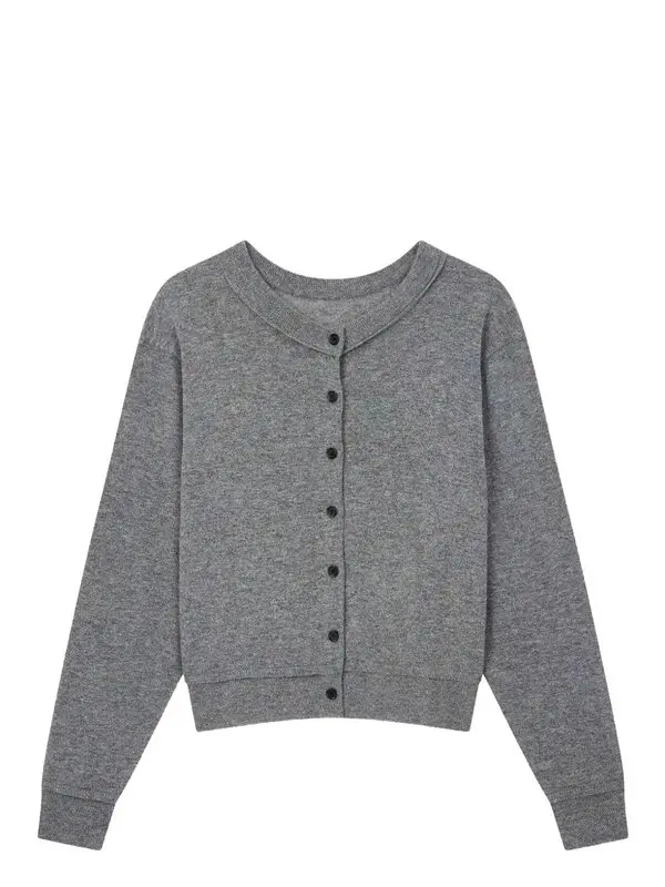 STUDIO TOMBOY Round Neck Long Sleeve Cardigan - Grey