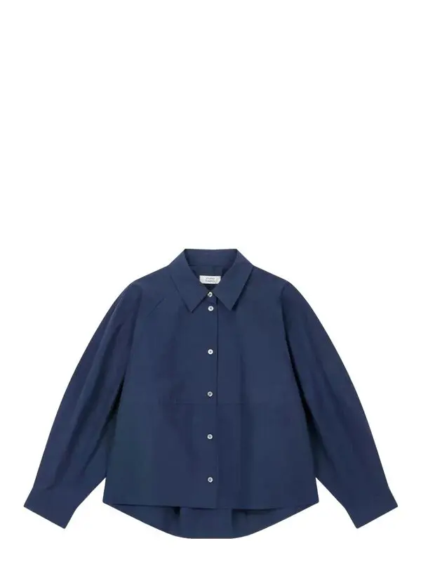 STUDIO TOMBOY Raglan Sleeve Cotton Button-down Shirt - Blue