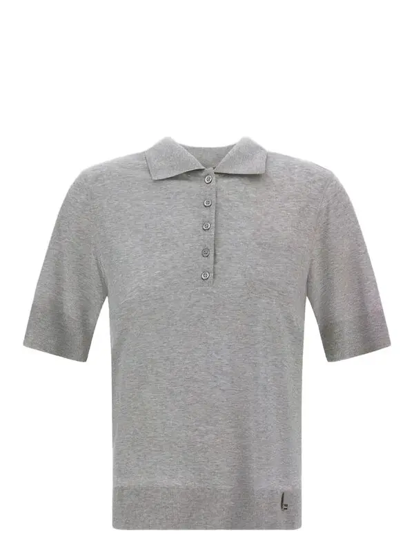 Herno Ribbed Knit Buttoned Polo Shirt - Grey