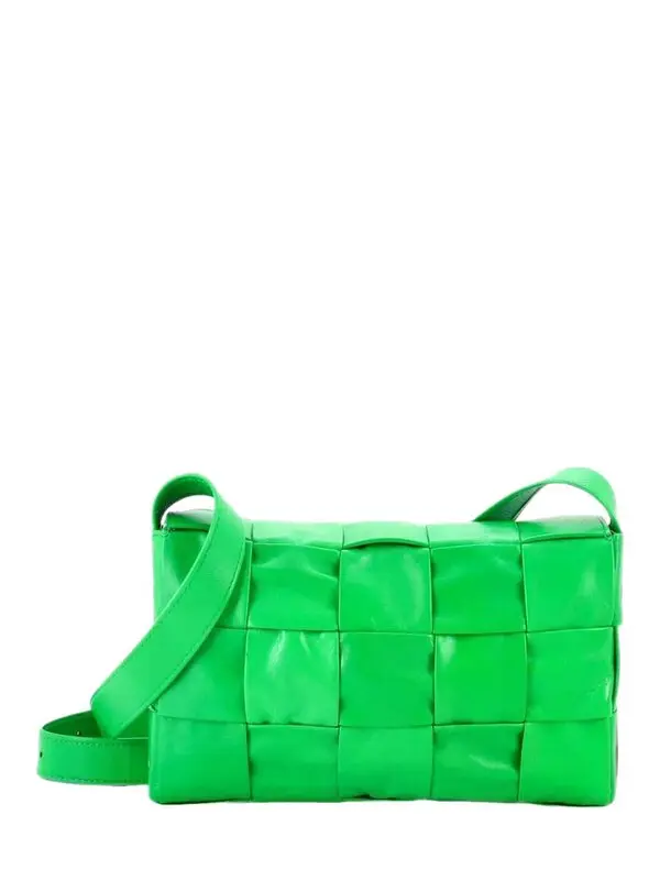 Bottega Veneta Cassette Maxi Intrecciato Leather Crossbody Bag - Green