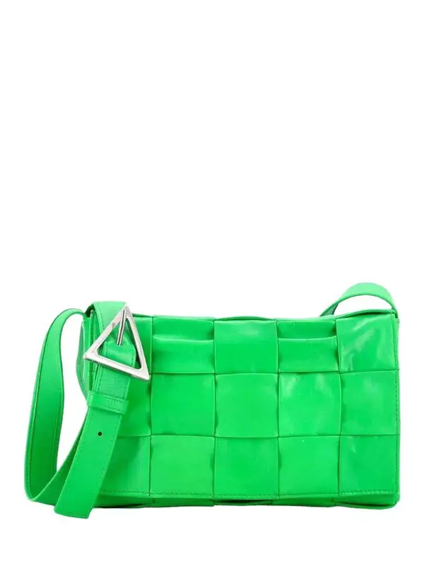 Bottega Veneta Cassette Maxi Intrecciato Leather Crossbody Bag - Green