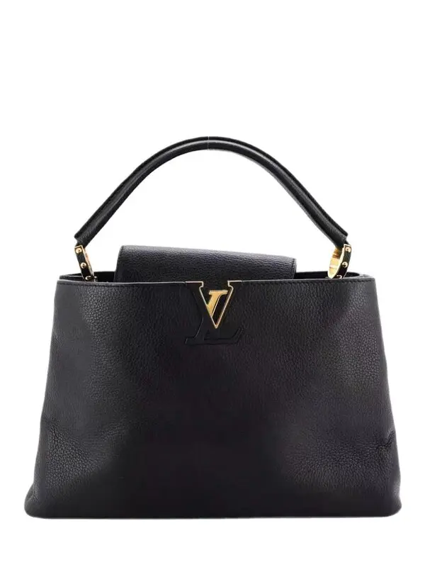 LOUIS VUITTON Capucines Leather Mm Satchel - Black