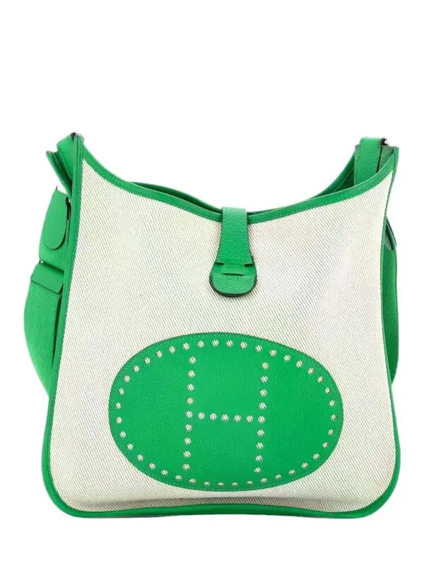 Hermès Evelyne Bag Gen Iii Toile And Leather Gm - Green