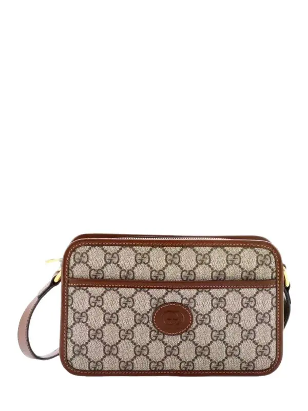 Gucci Interlocking G Patch Camera Bag Gg Coated Canvas Mini Crossbody Bag - Brown