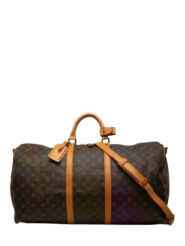 LOUIS VUITTON 1988 Monogram Keepall Bandouliere 60 Travel Bag - Brown