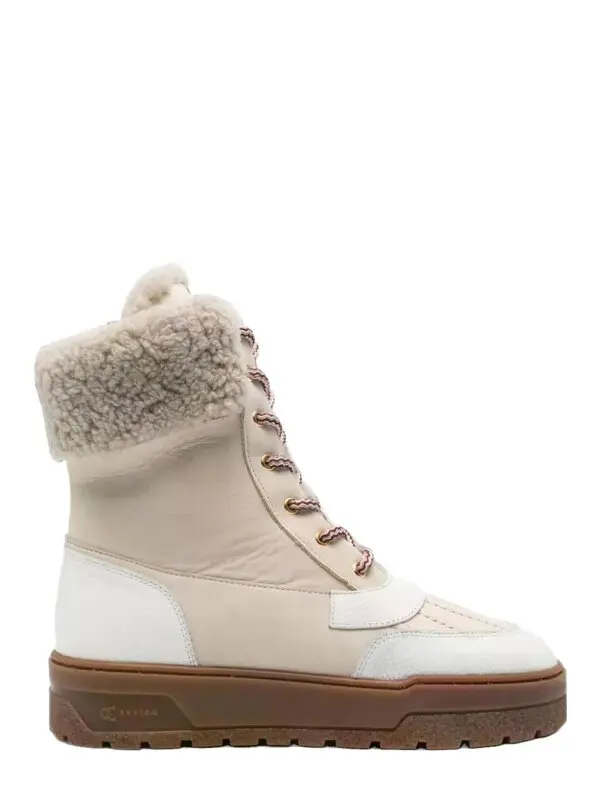 POLLINI Shearling Trim Lace-up Boots - Neutrals