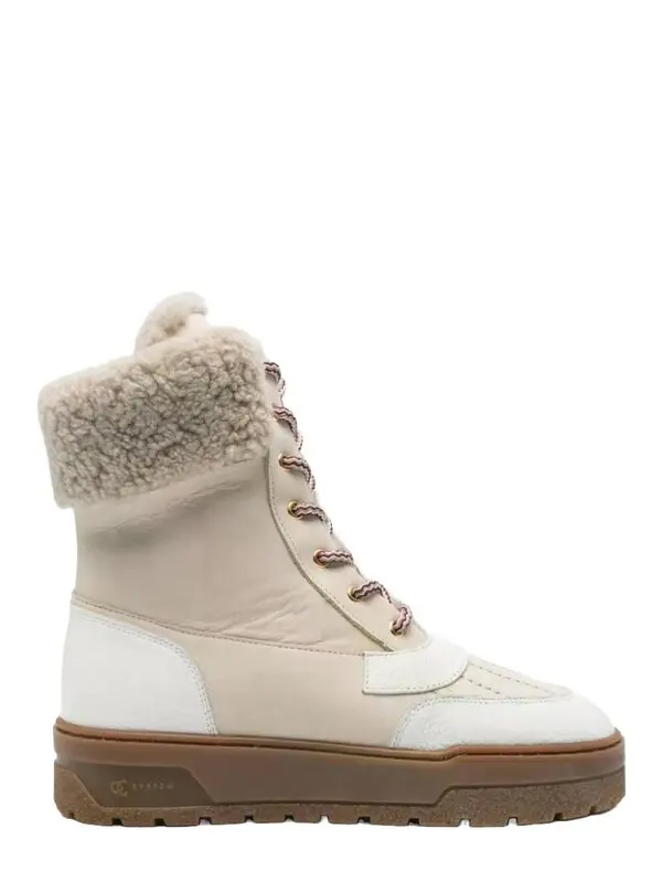 POLLINI Shearling Trim Lace-up Boots - Neutrals