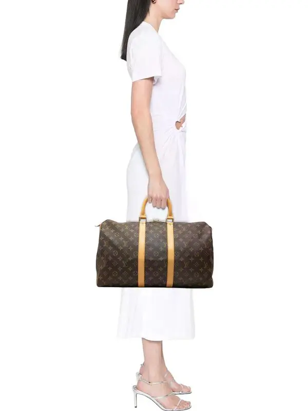 LOUIS VUITTON Monogram Keepall 45 Travel Bag - Brown