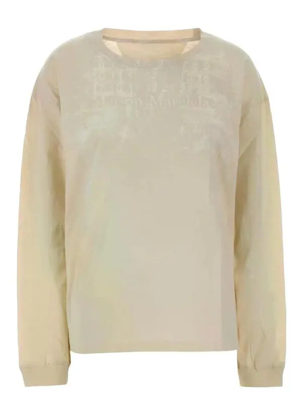 MAISON MARGIELA Logo Print Long Sleeve T-shirt - Neutrals