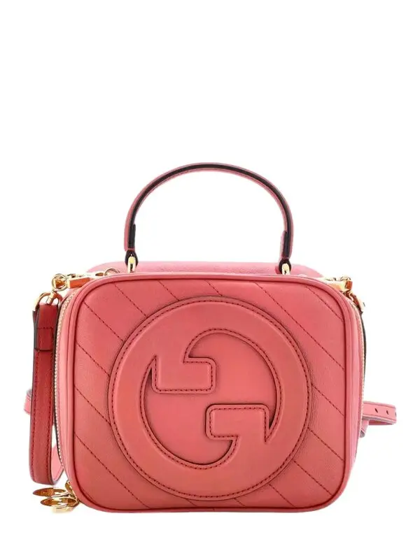 Gucci Blondie Nm Top Handle Shoulder Bag Diagonal Quilted Leather Satchel - Pink