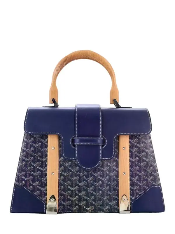 Goyard Saigon Top Handle Bag Coated Canvas Leather Mm Satchel - Blue
