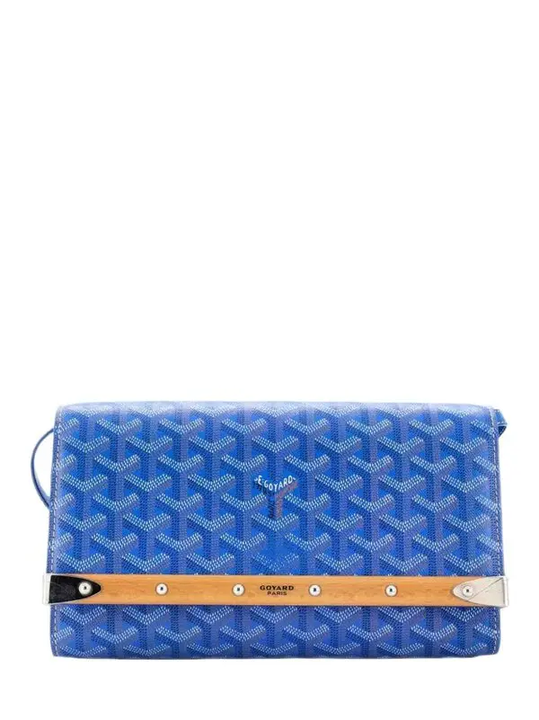 Goyard Monte Carlo Clutch With Strap Coated Canvas Crossbody Bag - Blue