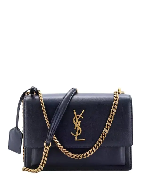 Saint Laurent Sunset Leather Medium Crossbody Bag - Blue