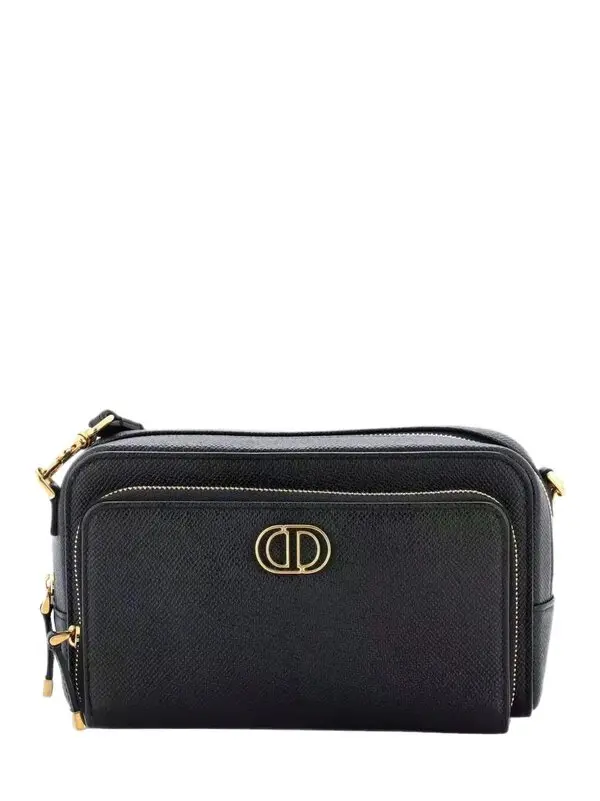 Dior Caro Double Pouch Leather Crossbody Bag - Black