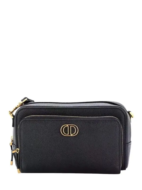 Dior Caro Double Pouch Leather Crossbody Bag - Black