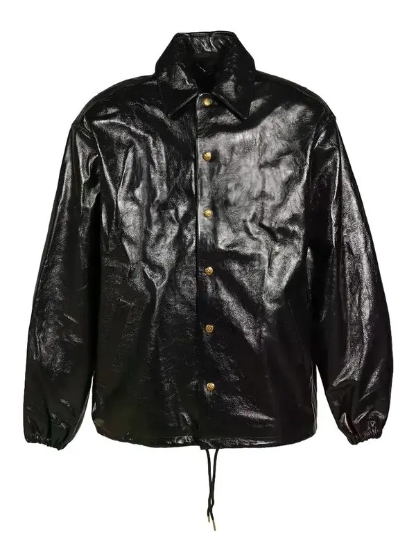 WILLY CHAVARRIA Crinkled Leather Jacket - Black