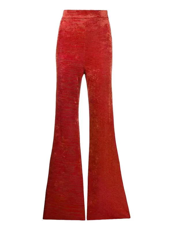 ELLERY Flared Velvet Trousers - Red