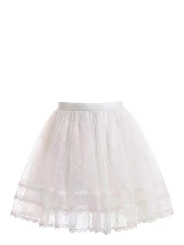 GEMY MAALOUF Point D'esprit Tiered Skirt - White