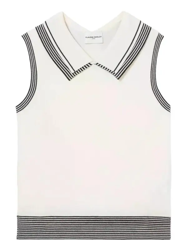 Claudie Pierlot Stripe-trim Sleeveless Top - White
