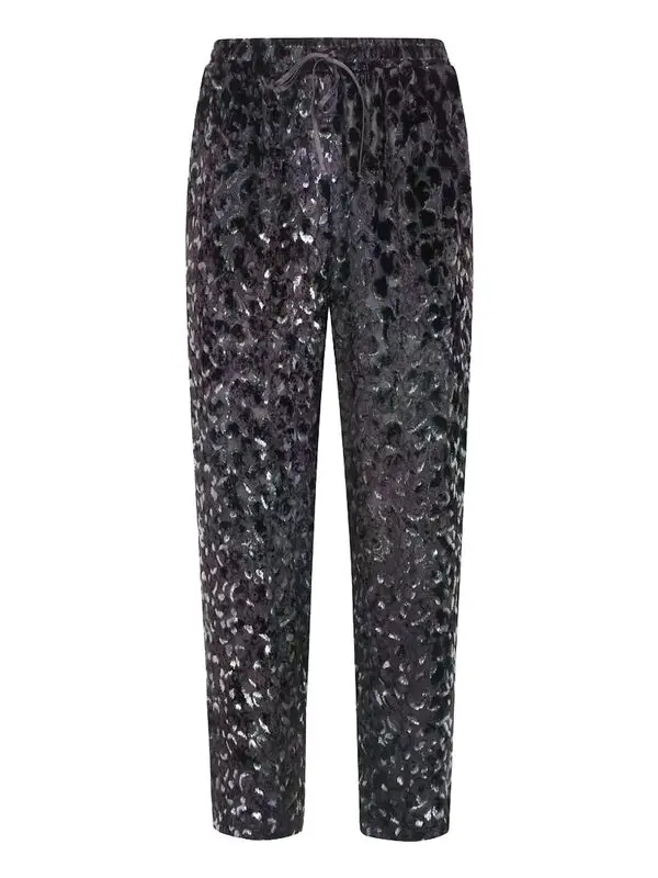PIERRE-LOUIS MASCIA Leopard-pattern Velvet-effect Trousers - Brown