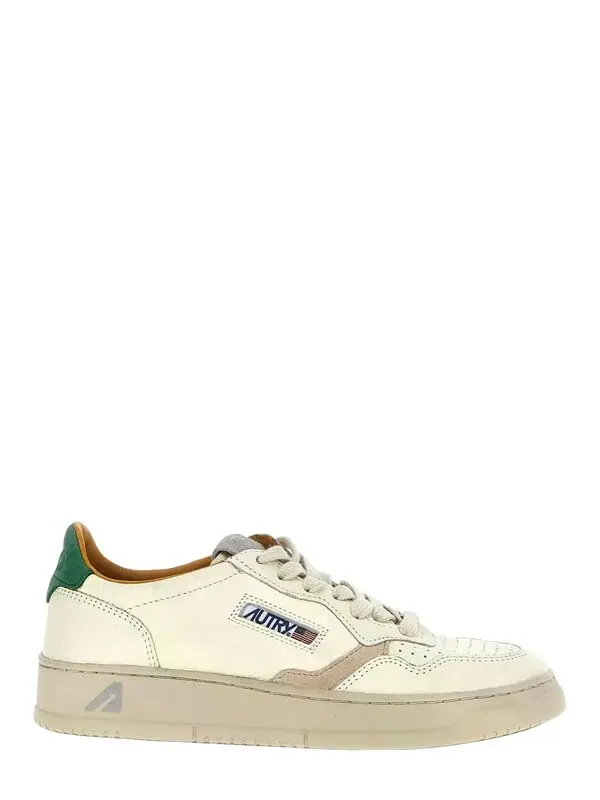 AUTRY Medalist Sneakers With Perforated Toebox And Vulcanized Rubber Sole - Neutrals