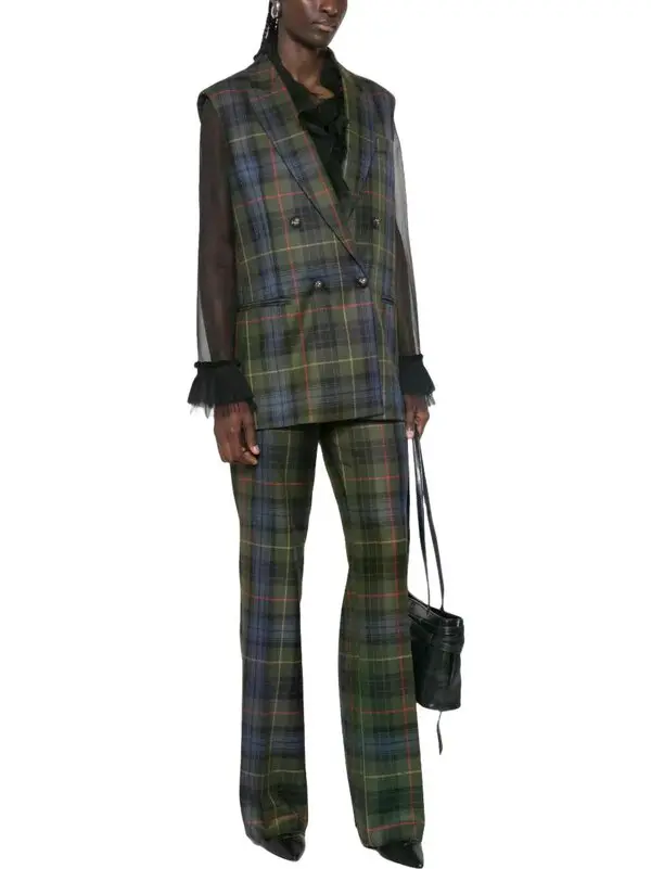 Etro Double-breasted Tartan Gilet - Green