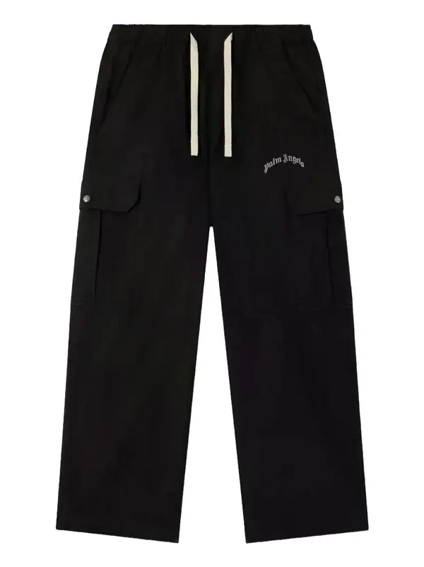 Palm Angels Curved Logo Cargo Trousers - Black