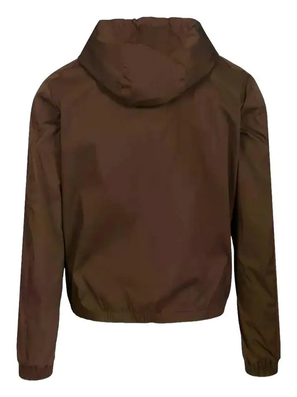 MOORER Hooded Zip-up Jacket - Brown