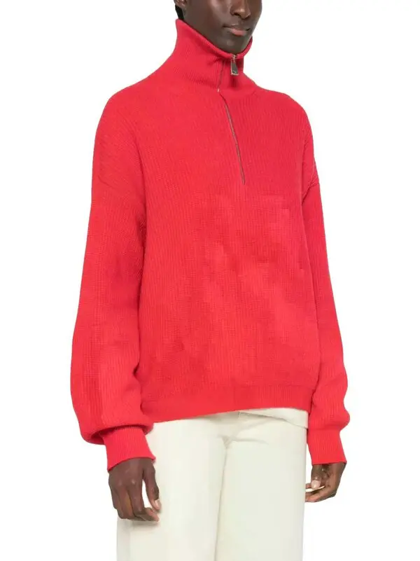 Malo Ribbed-knit Half-zip Sweater - Red
