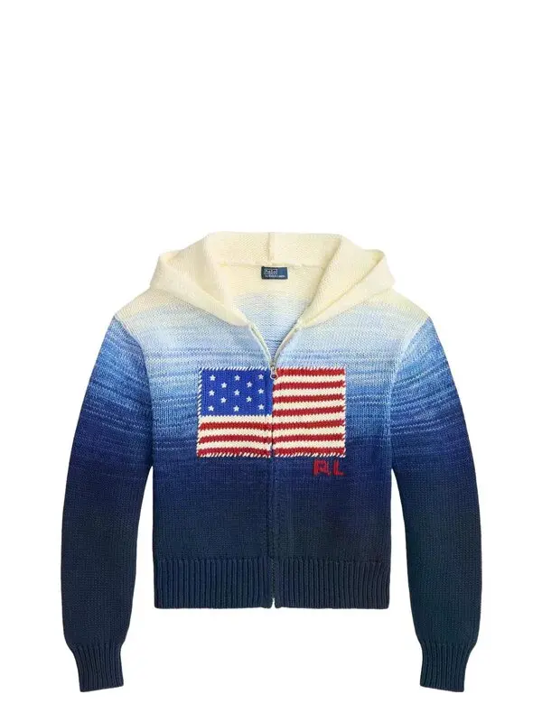 Polo Ralph Lauren Flag Motif Ombré Effect Hoodie - Blue