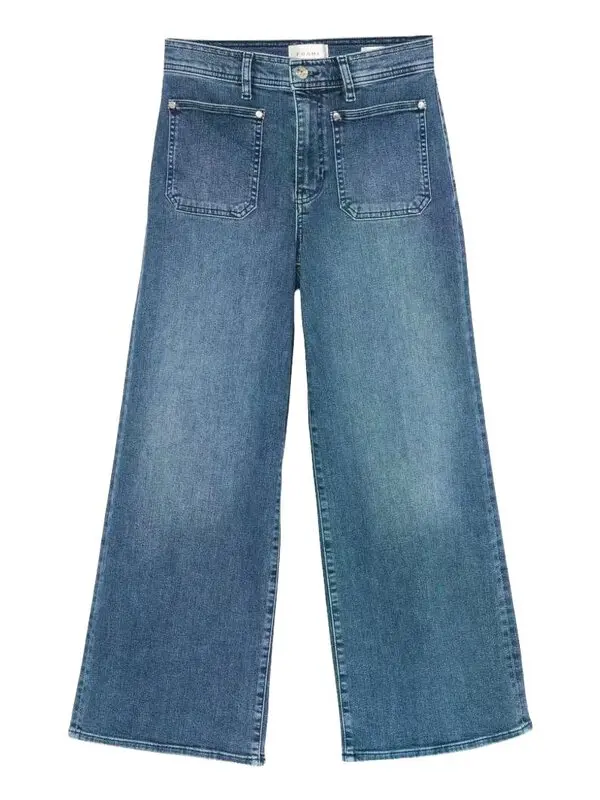 FRAME Le Slim Palazzo Crop Patch-pocket Jeans - Blue