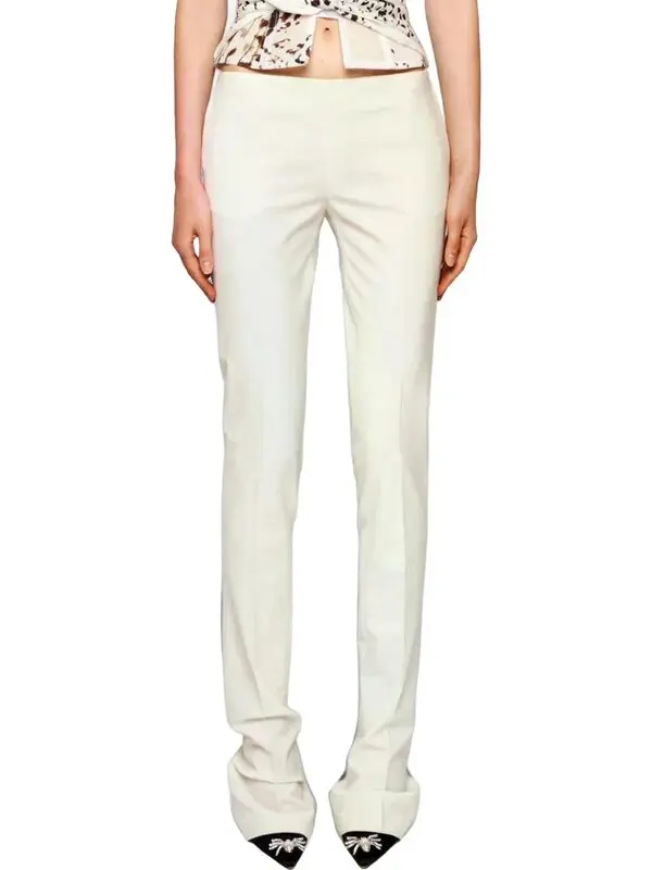 Blumarine Concealed-fastening Slim-fit Trousers - White