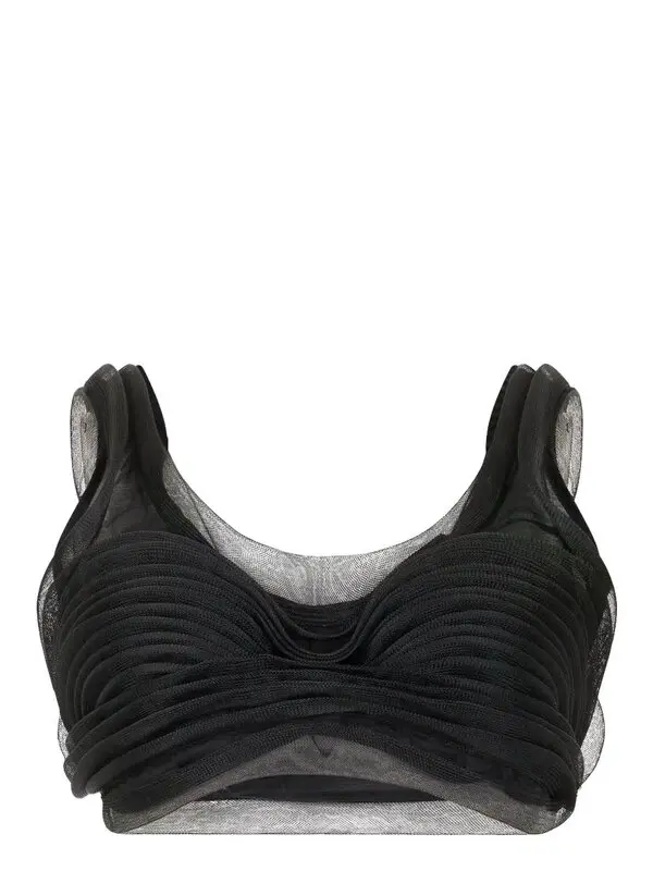 Alberta Ferretti Gathered Silk Top - Black