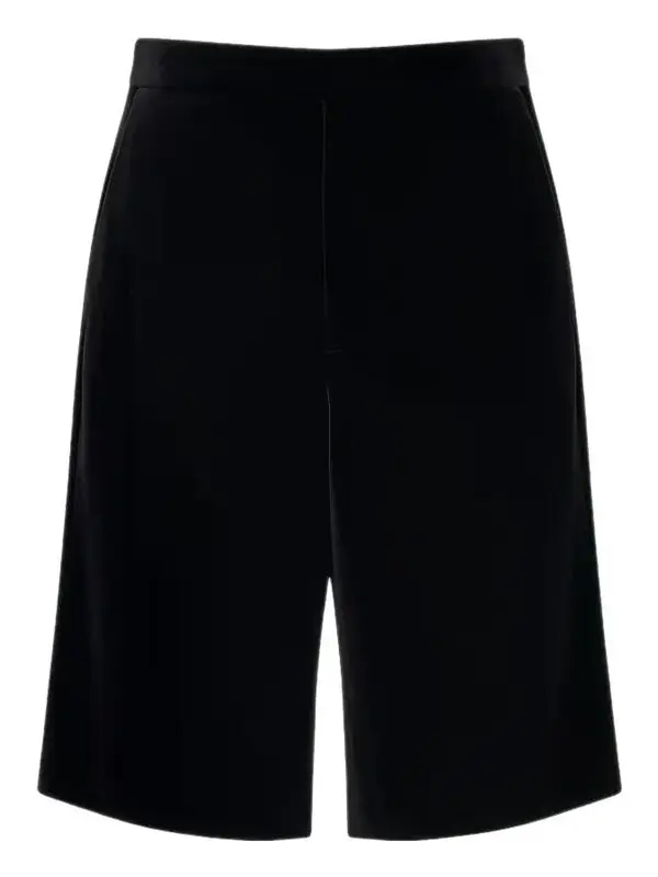 Valentino Garavani Tailored Wide Leg Velvet Bermuda Shorts - Black