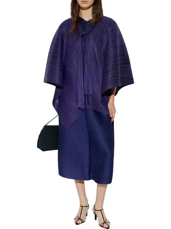 Issey Miyake Pleated Tie-neck Cape - Purple