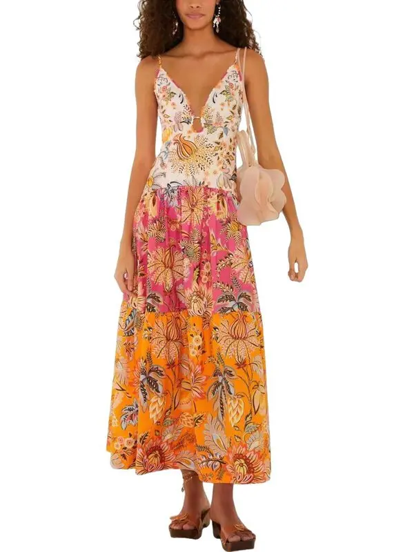 Farm Rio Ligia Floral-print Maxi Dress - Pink