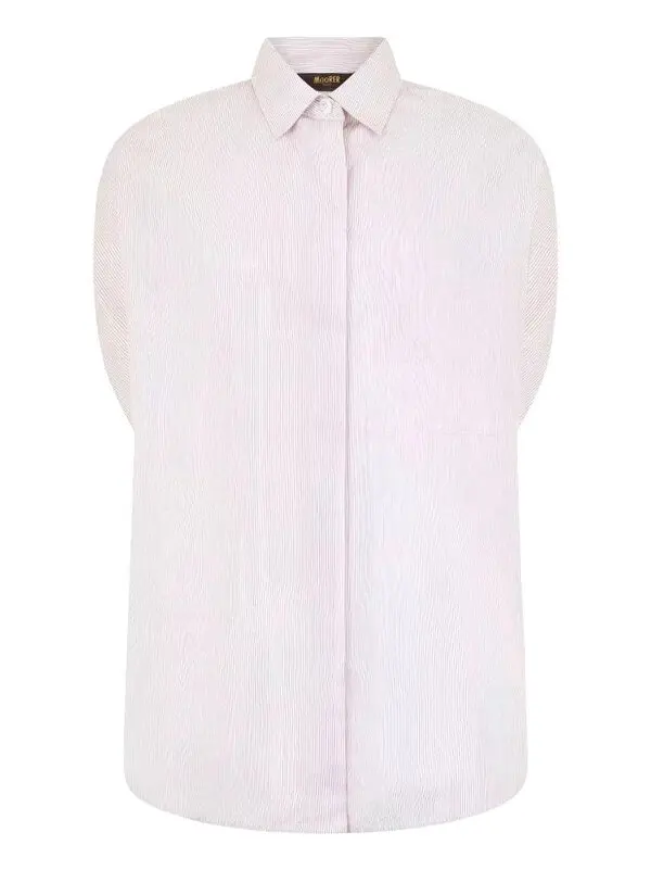 MOORER Vertical-stripe Short-sleeve Shirt - White