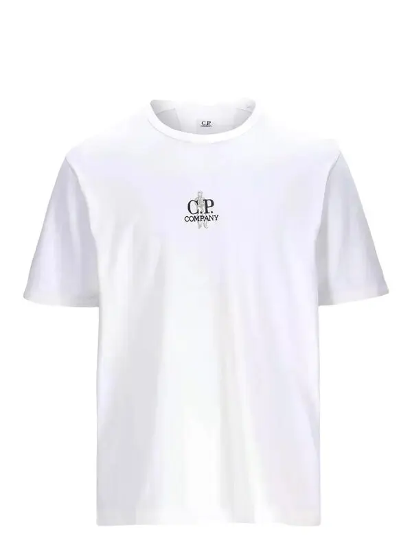 C.P. COMPANY Logo-embroidered Crew-neck T-shirt - White