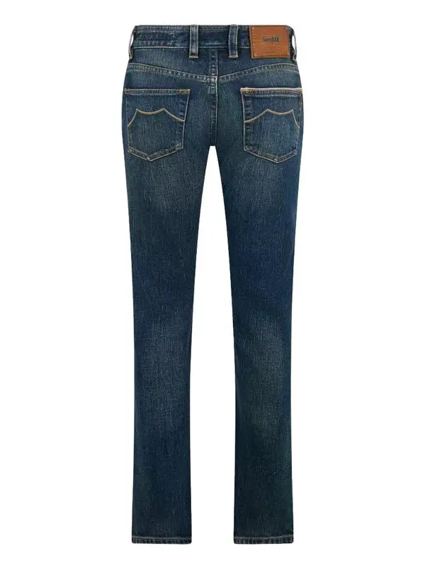 MOORER Faded Five-pocket Jeans - Blue