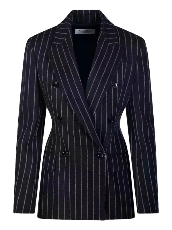 Max Mara Pinstripe Double-breasted Blazer - Blue