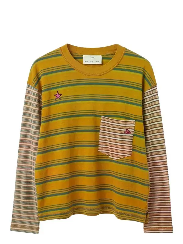 SONG FOR THE MUTE Striped Star-patch T-shirt - Yellow